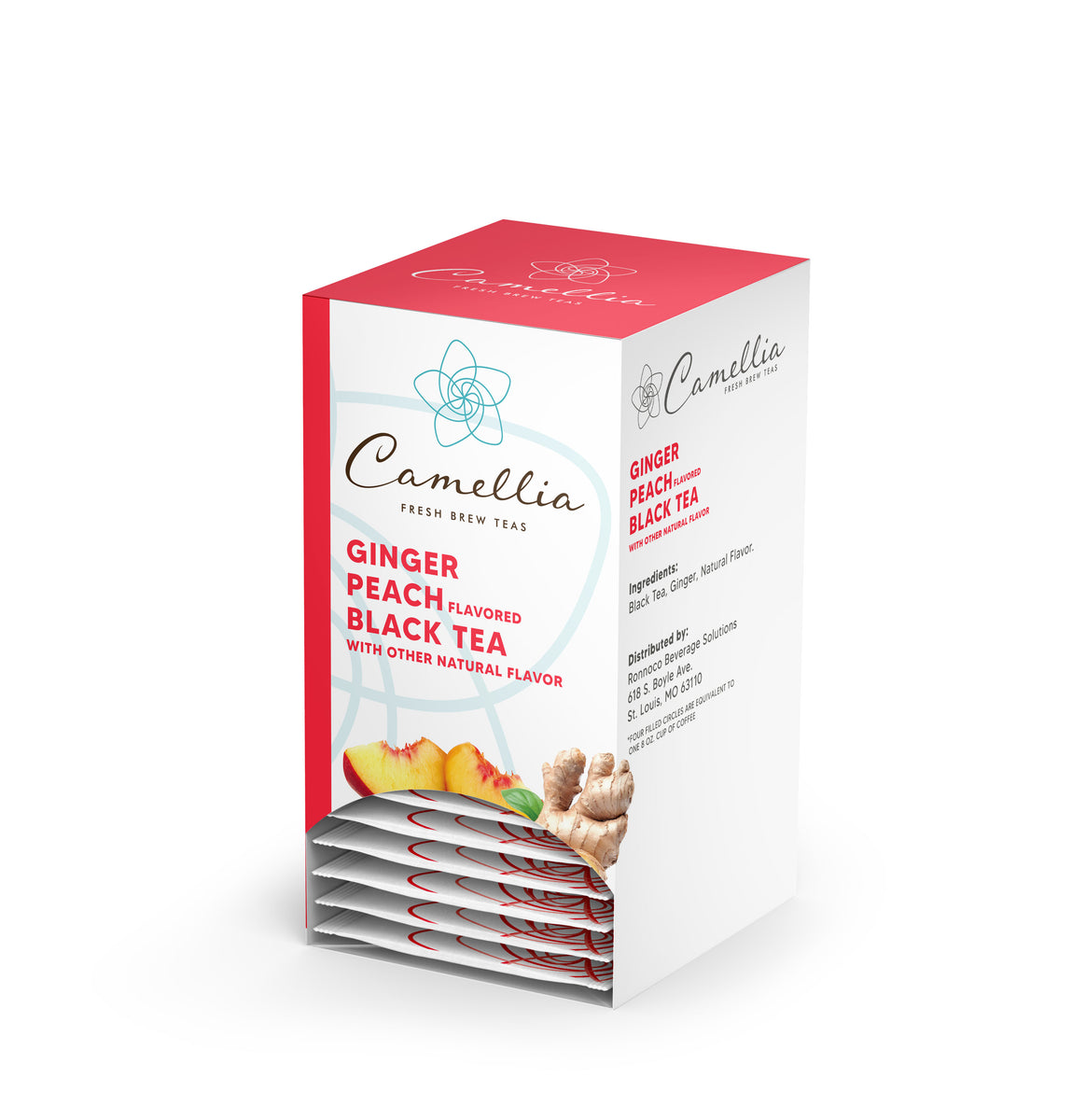 Camellia Ginger Peach Flavored Black Hot Tea Packets – Ronnoco Coffee